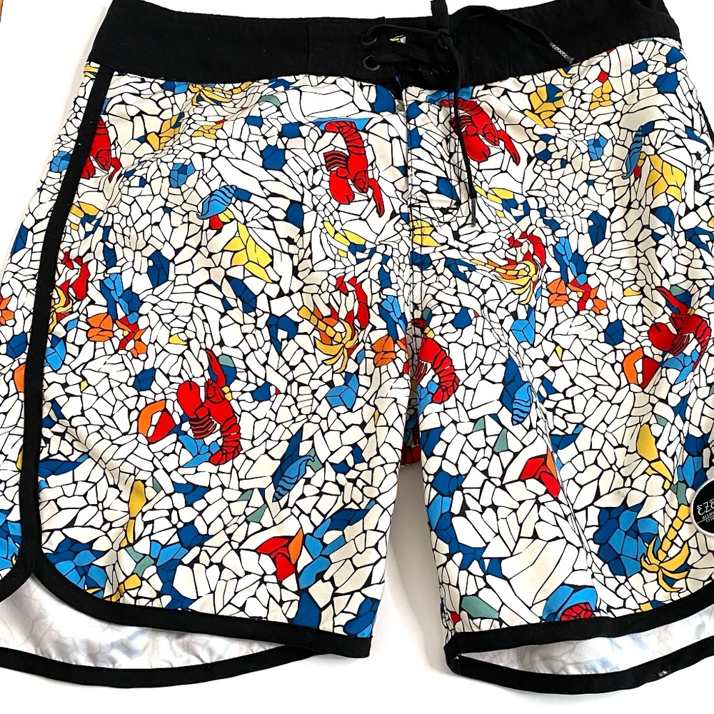 Ezekiel Mens Cubist Lobster Bathing Suit Swim S/M - Gem